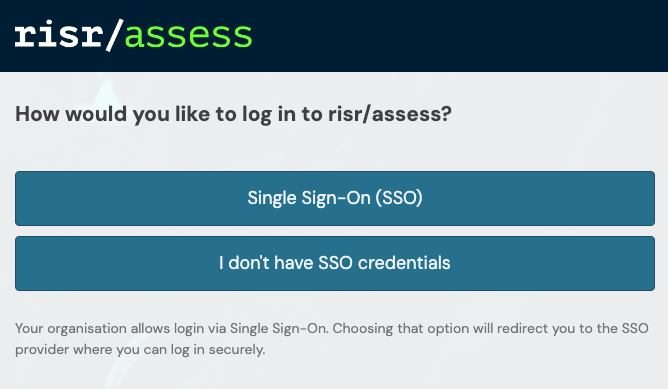 Login options – risr/assess