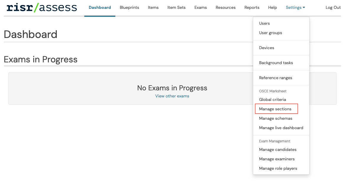 Mark sheet sections – risr/assess