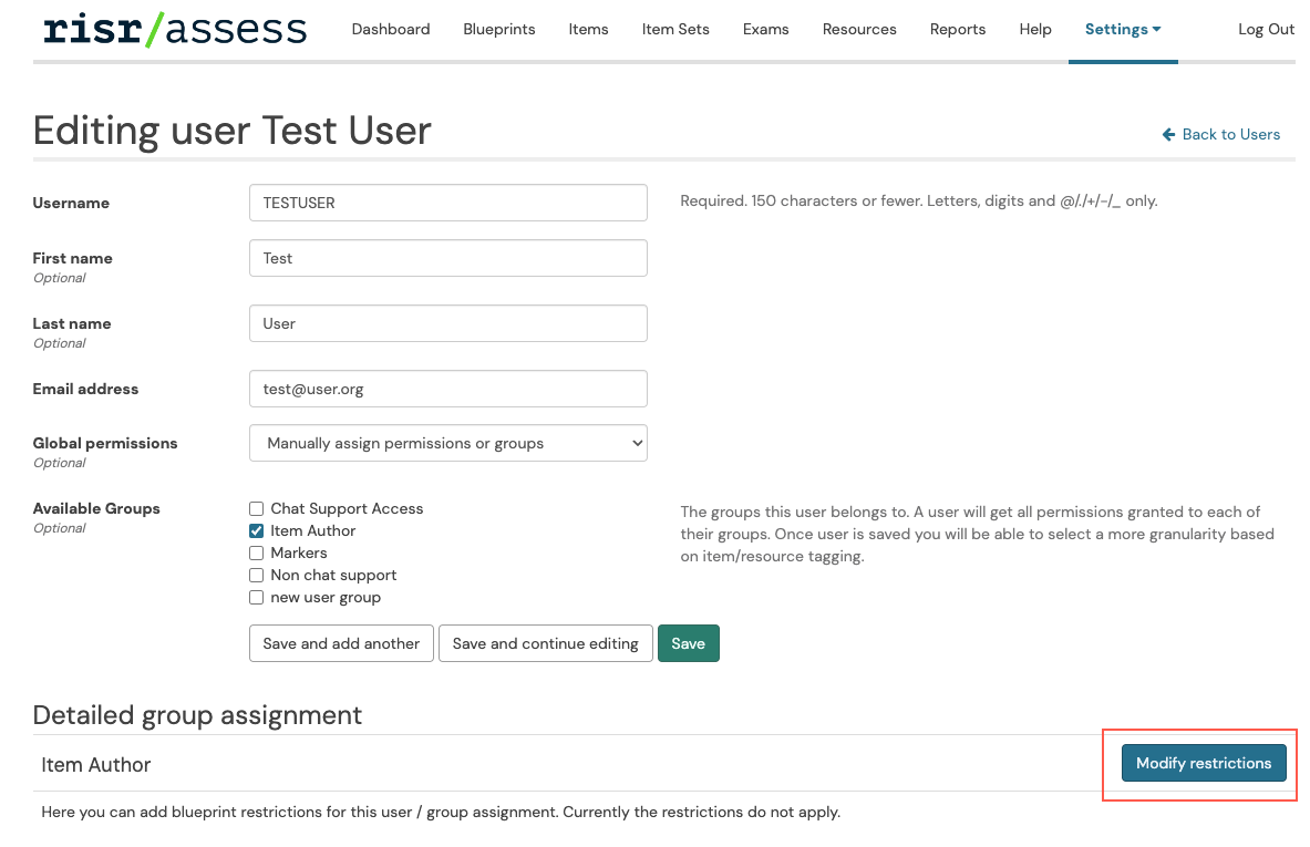 Group assignments and dimensions – risr/assess