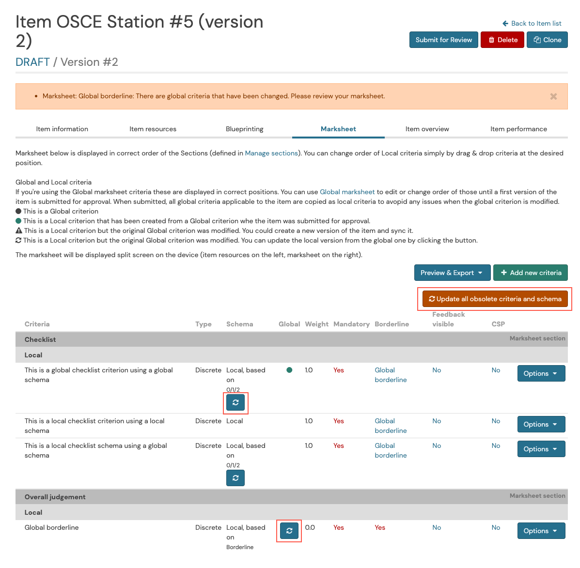 Updating marksheet criteria – risr/assess