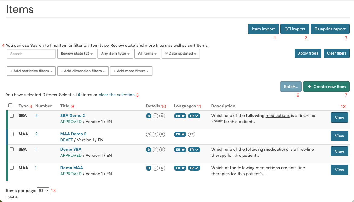 Navigating the item bank – risr/assess